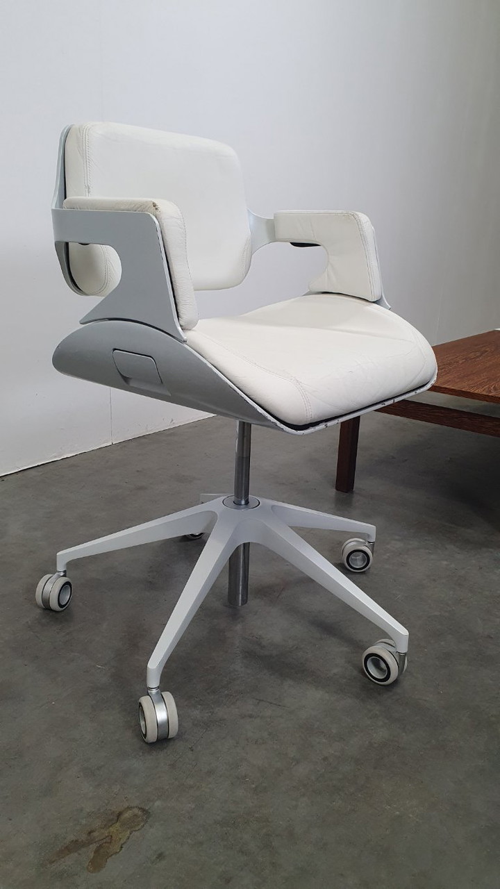 Fauteuil de bureau Interstuhl Silver 162S en cuir blanc, style James ...