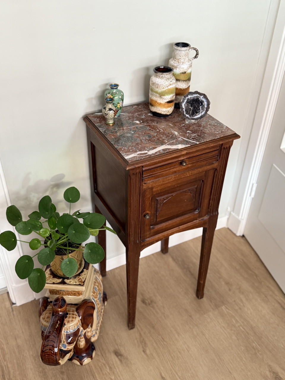 Antique French (night) cabinet with marble top | €105 | Whoppah