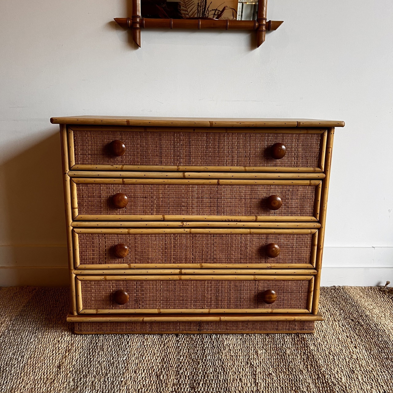 70'S Rattan Webbing Drawer Cabinet Vintage | €485 | Whoppah