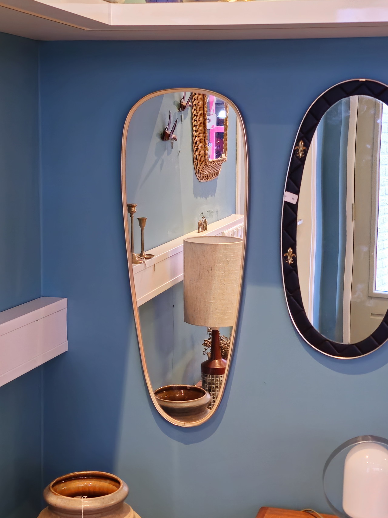 Vintage Elongated Mirror Wall Mirror Brass Gold | €215 | Whoppah