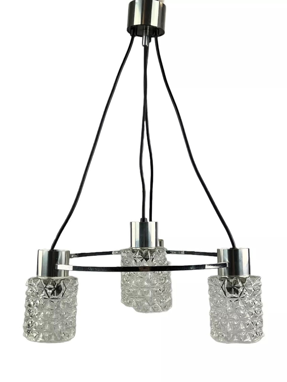 60s 70s lamp plafondlamp kroonluchter glas chroom space age | €399 ...