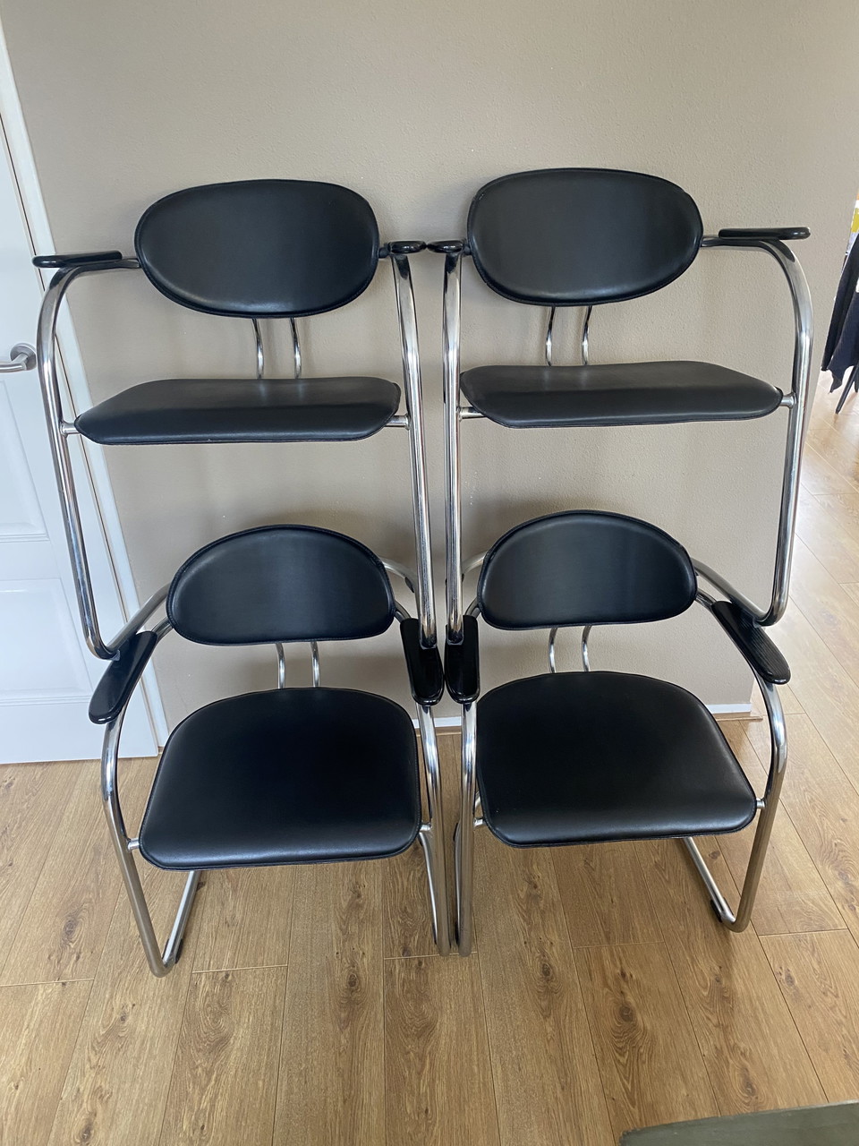 4 vintage tubular frame sled chairs Effezeta Italian design | €345 ...