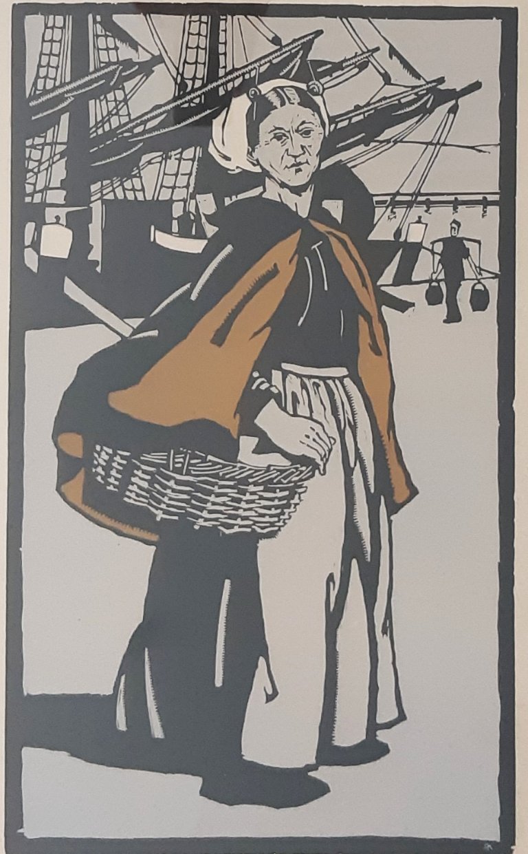 Scheveningen fish peddler - linocut | €40 | Whoppah