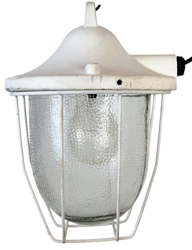 White Industrial Bunker Cage Light from Polam Gdansk, 1970s | €149 ...