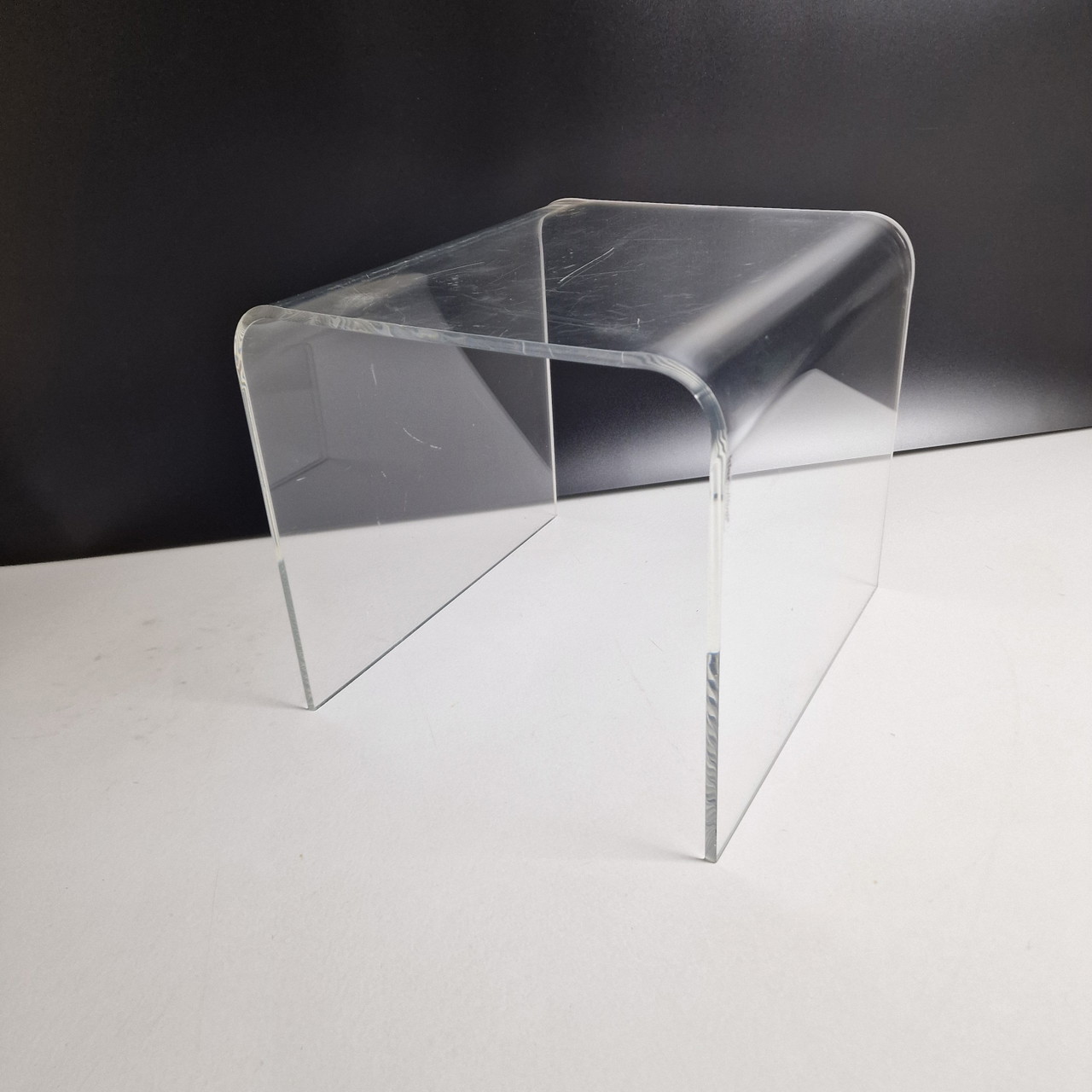 Vintage Plexiglass Side Table - Translucent Curved Acrylic Glass Table ...