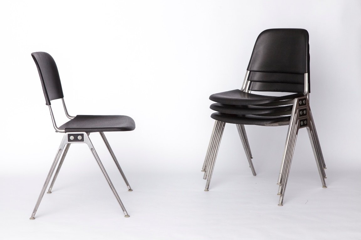 Set van 4 vintage Knoll stapelstoelen, model 1601 van Don Albinson ...