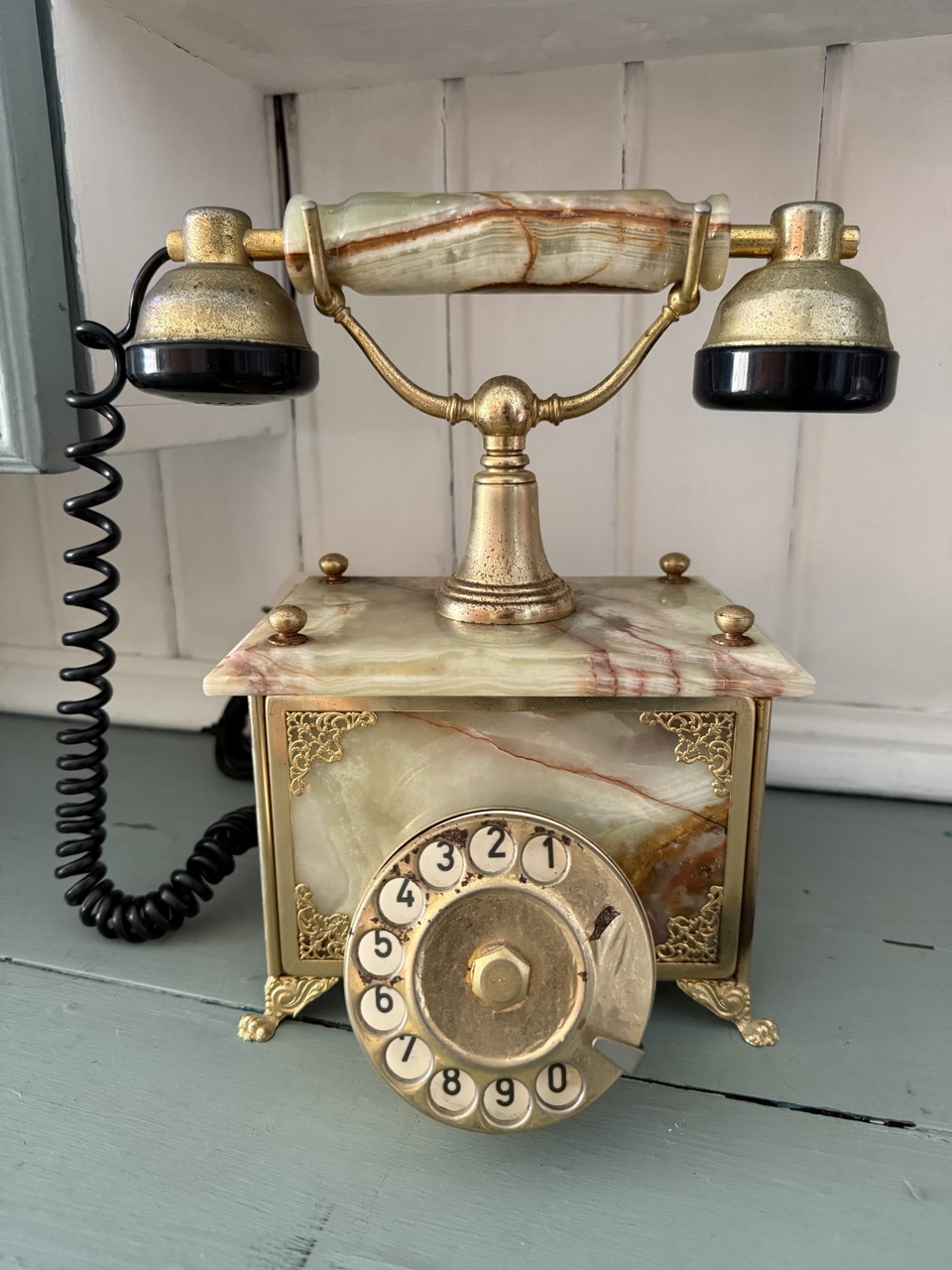 Antique Rotary Phone - With Onyx And Brass Details | €150 | Whoppah