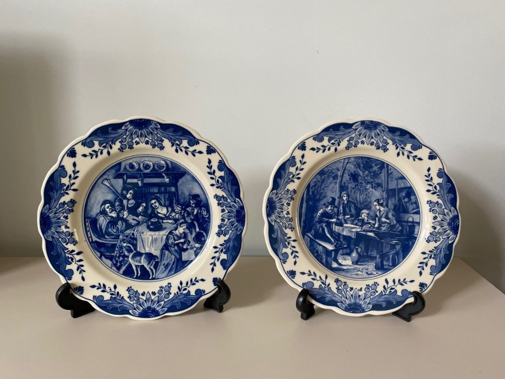 Regina Pottery Factory - Set di piatti da parete dipinti a mano in blu ...