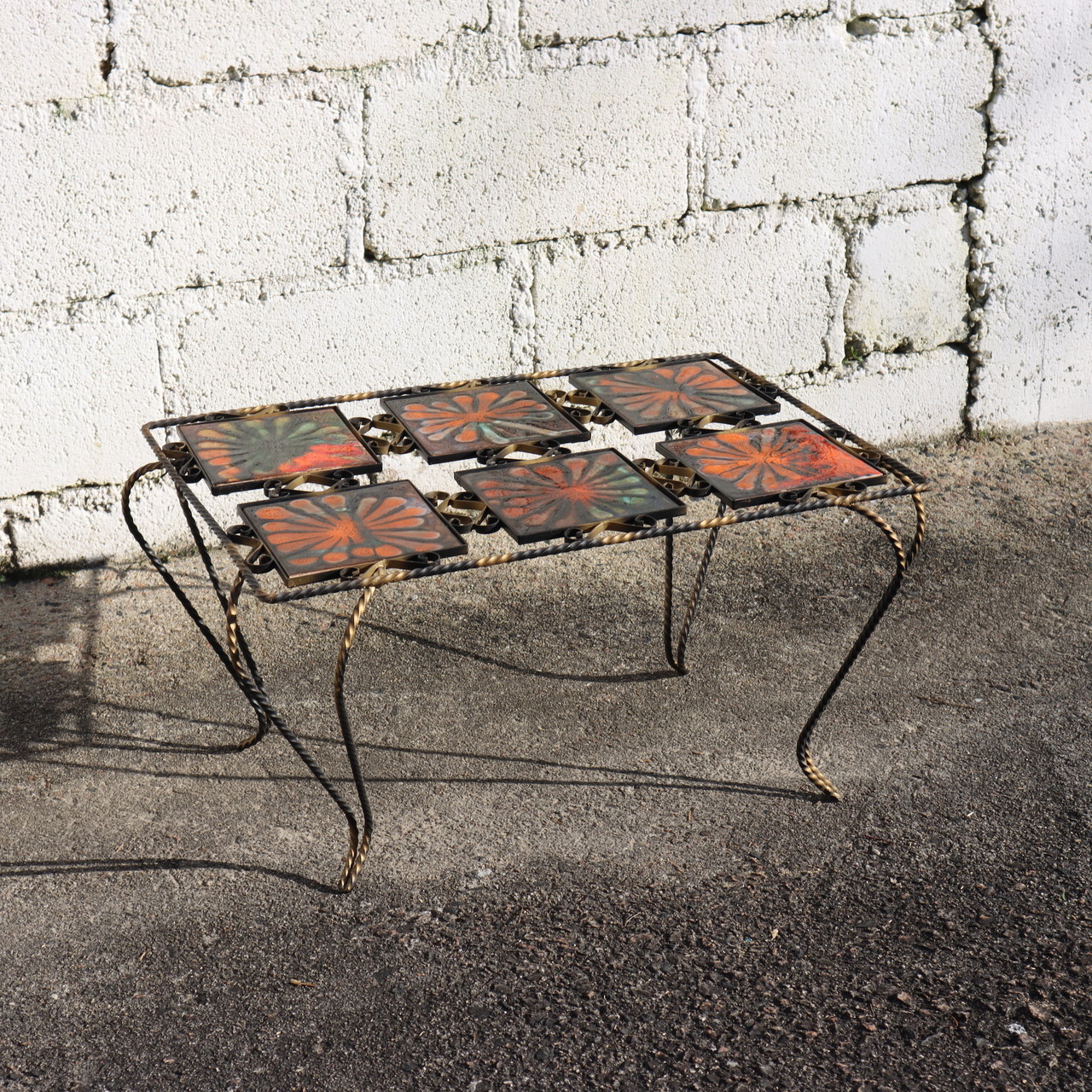 French Vintage Mettlach Tiled And Forged Coffee Table-Cocktail Table ...