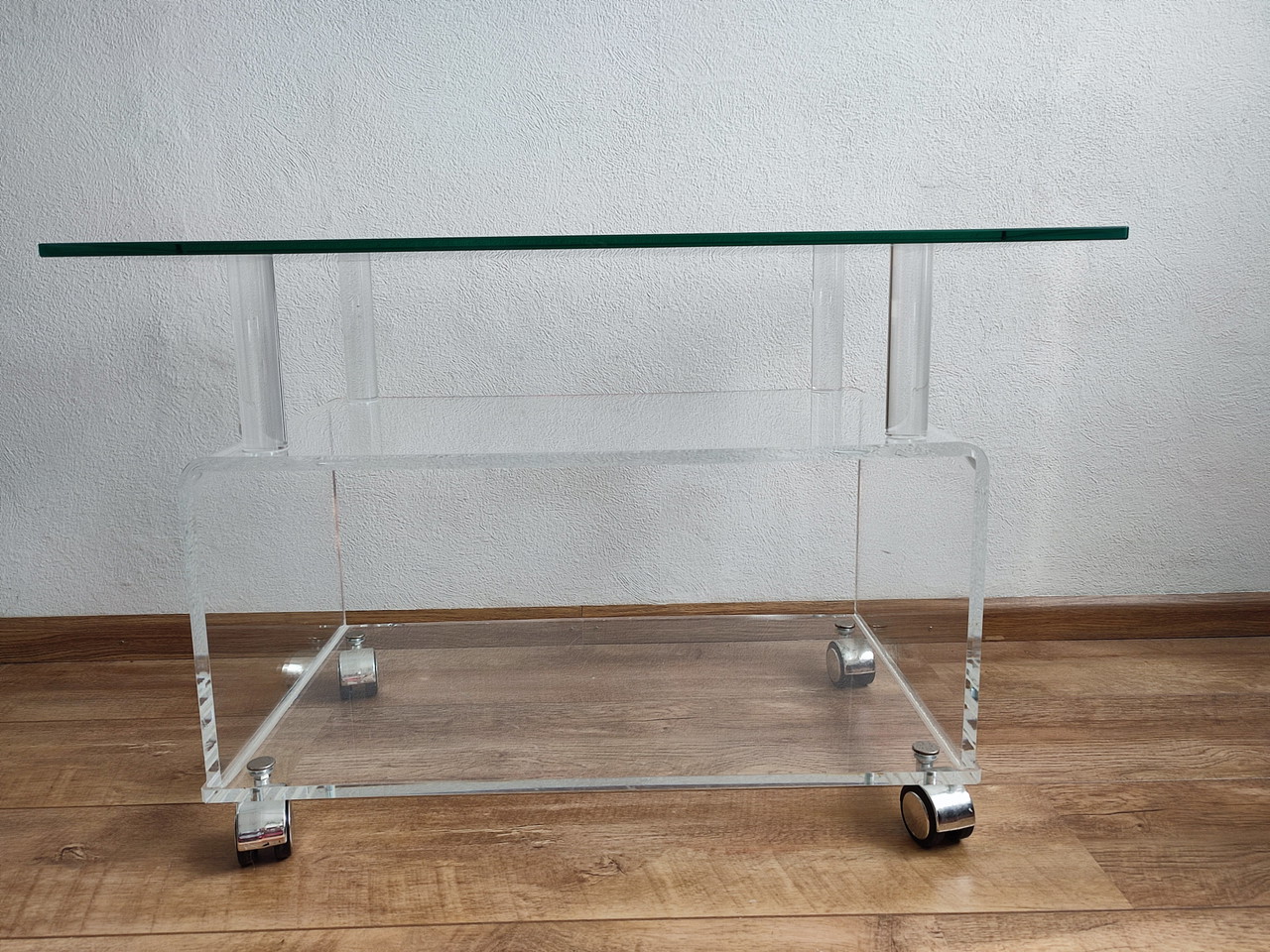 Acryl Plexiglas TV Meubel Tafel Trolley Met Glazen Blad Op Wielen | €60 ...