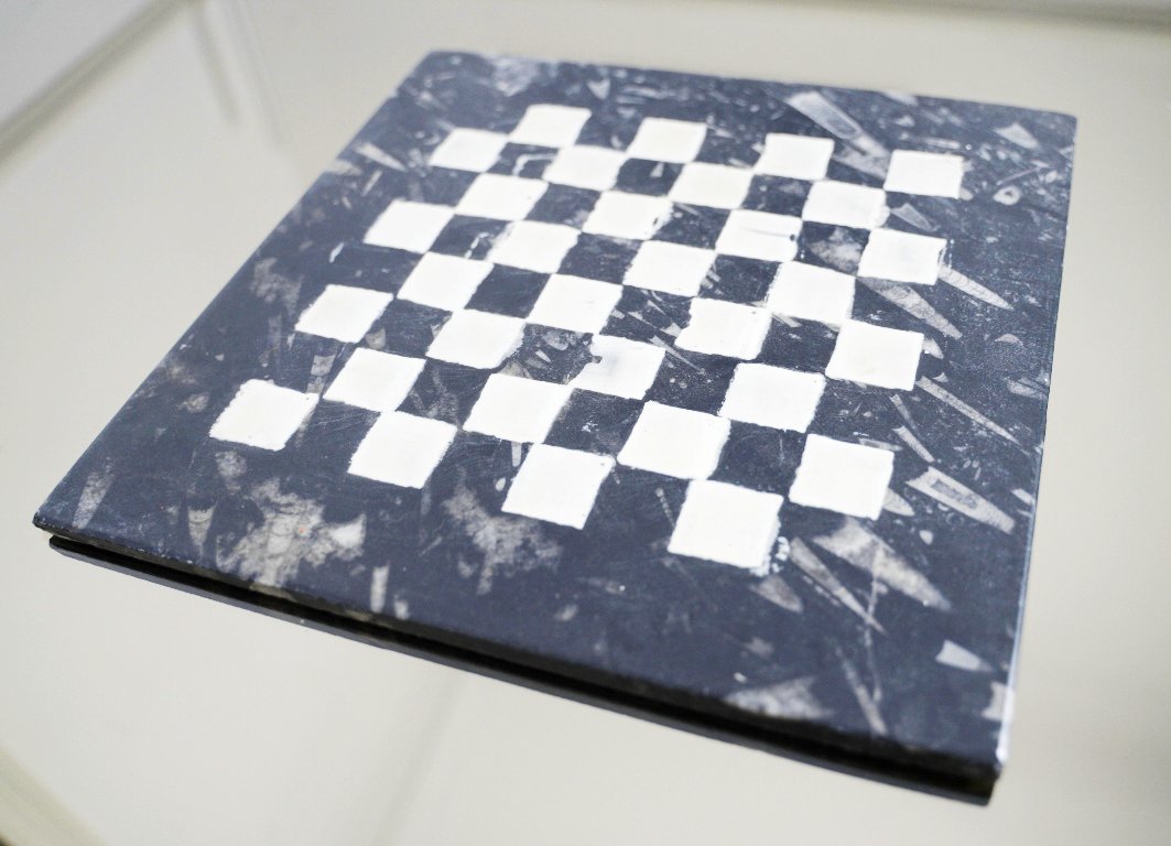 Handpainted Fossil Marble Chess Board, Vintage 1970s Cheese Charcuterie ...