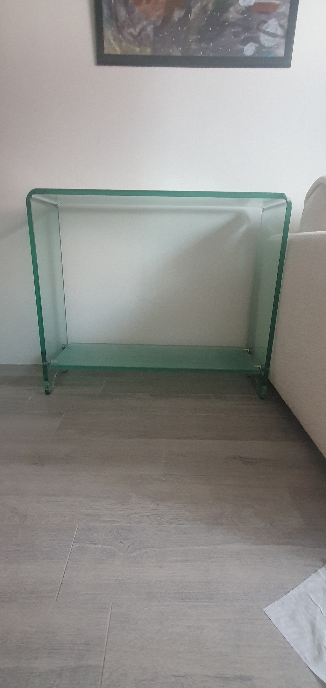 Design tempered glass side table with matt glass shelf 90x77x30cm ...