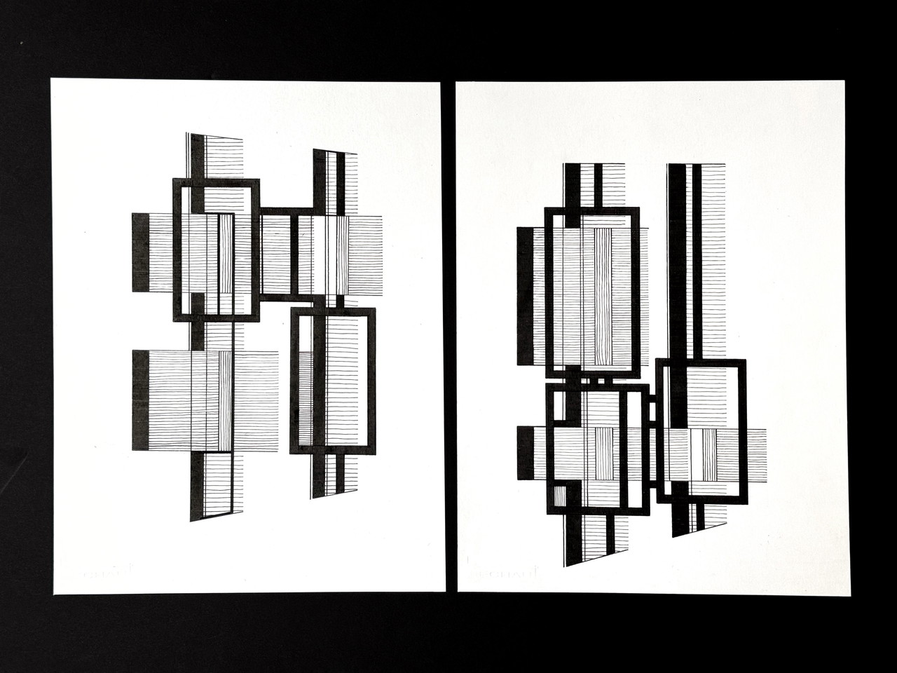 2 Artworks, Geometric Ink Composition - Eugene Eechaut (1928-2019) | €90 | Whoppah
