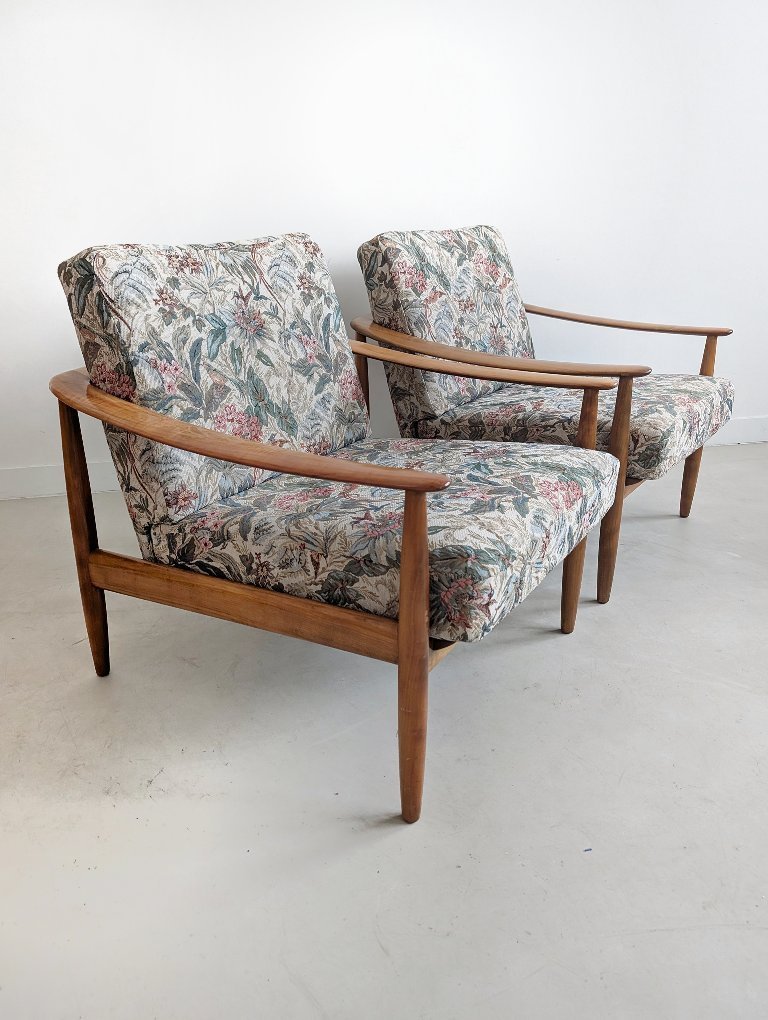 Ensemble de 2 chaises longues à imprimé floral par Carl Straub pour ...