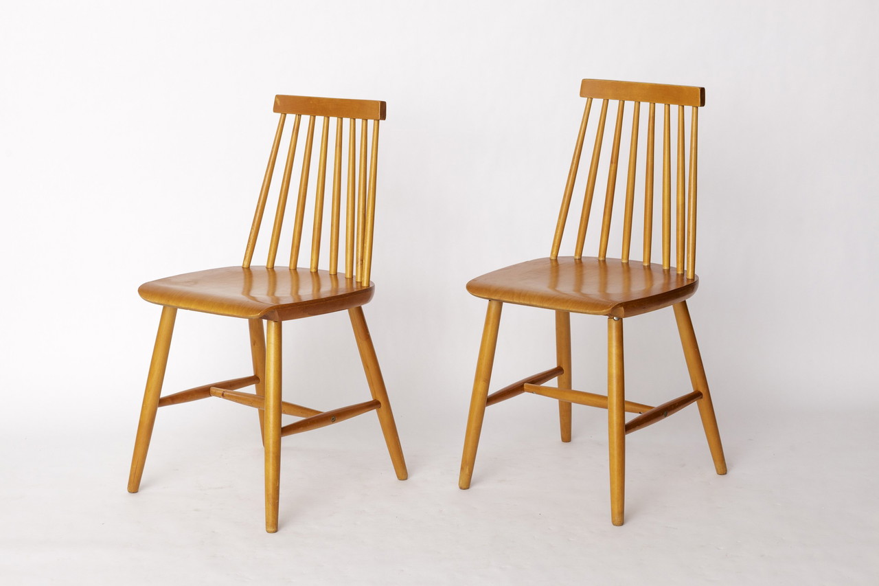Pair Yngve Ekström "Pinocchio" Dining Chairs – Swedish Beechwood, 1960s ...