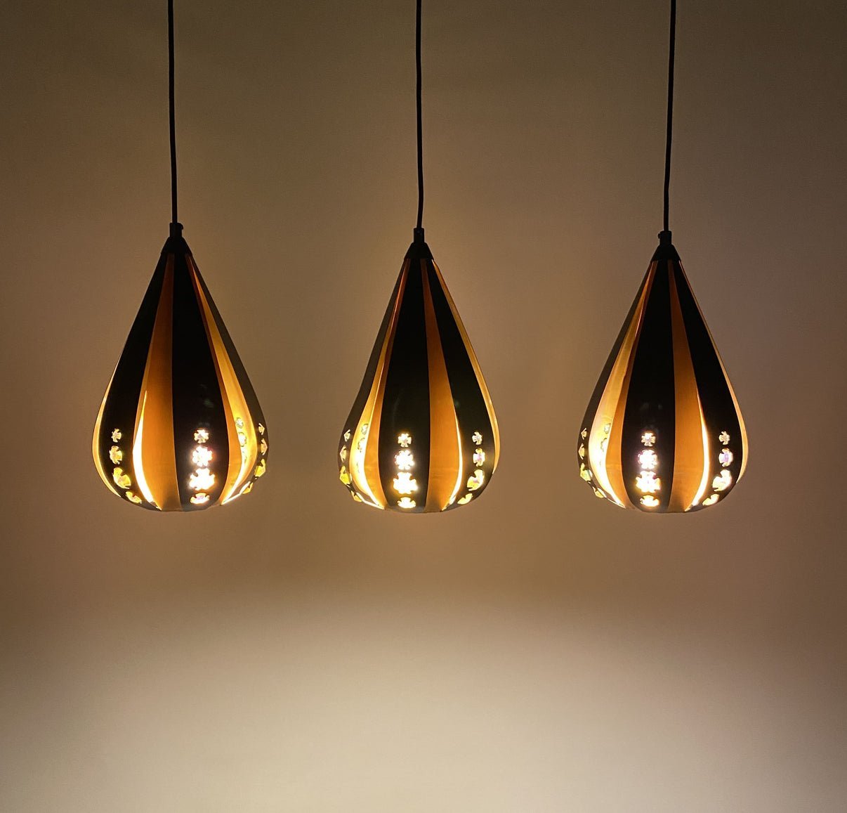 Set Of 3 Droplet Pendant Light By Werner Schou For Coronell Electrical ...