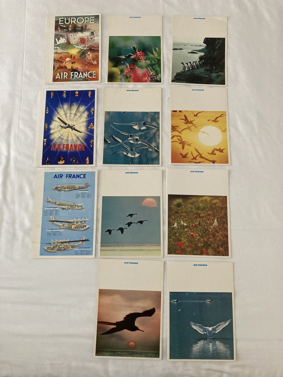 11 vintage AIR FRANCE menu 80’S PARIS DAMASCUS LOS ANGELES DAKAR ...