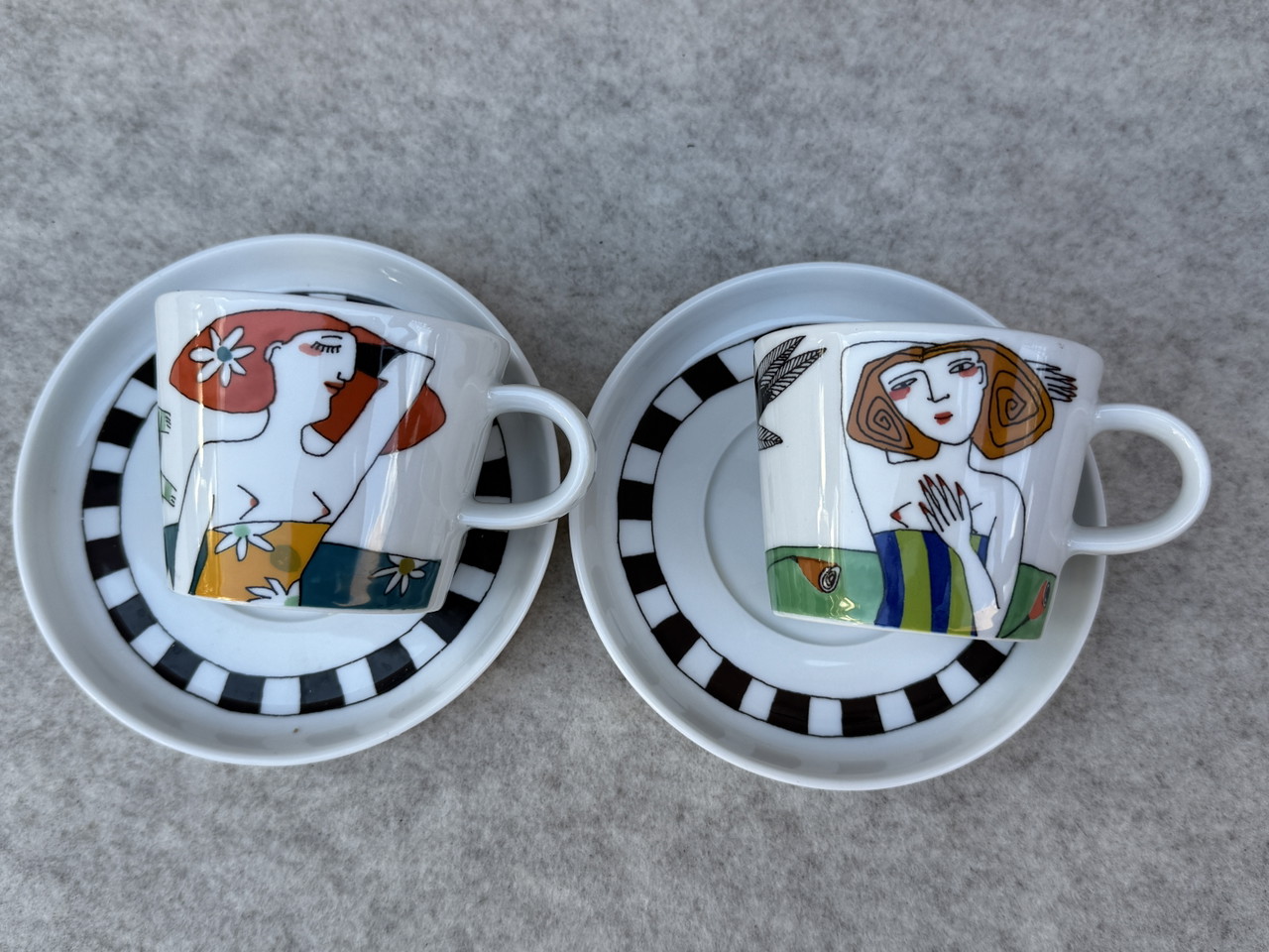 Arzberg Tasses à café en porcelaine Soucoupes Kathrin Grünke Art Design ...