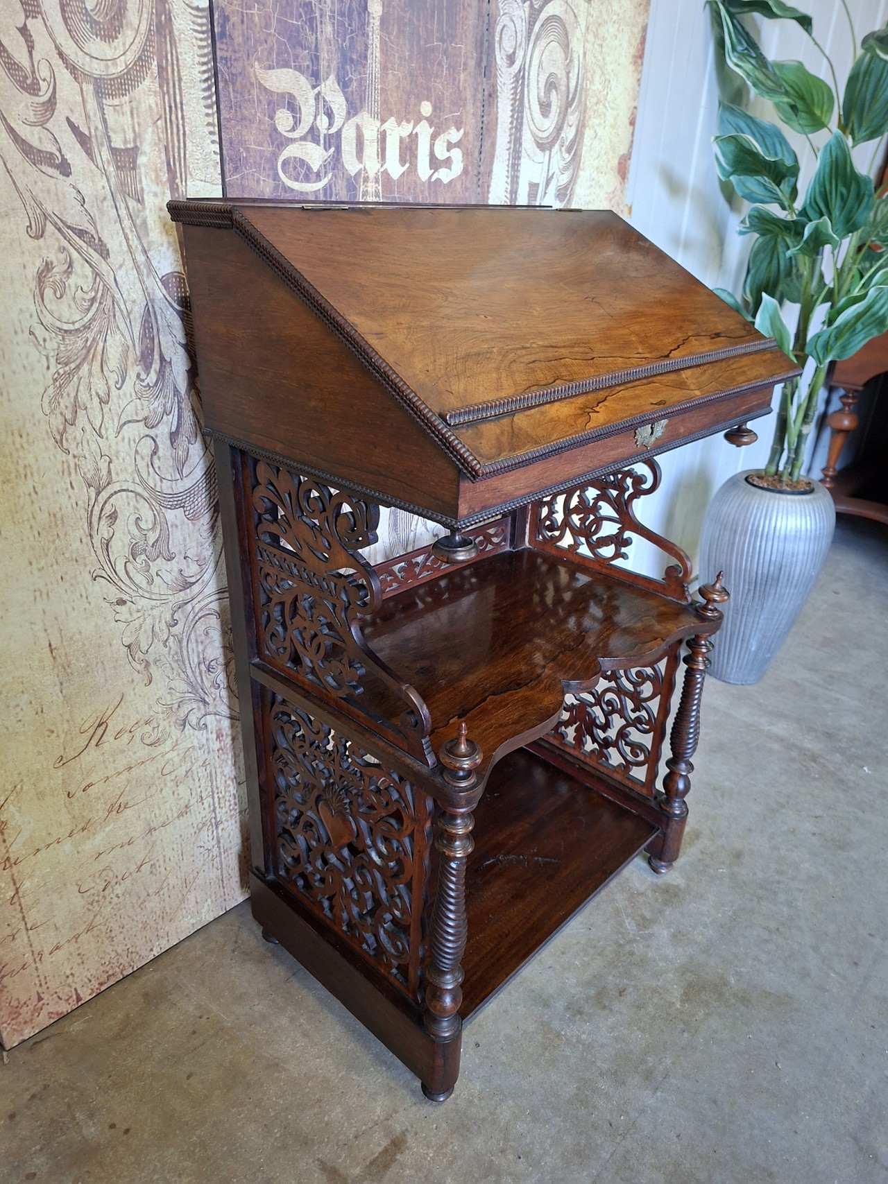 Antique lectern writing table secretary, beautiful carving Victorian ...