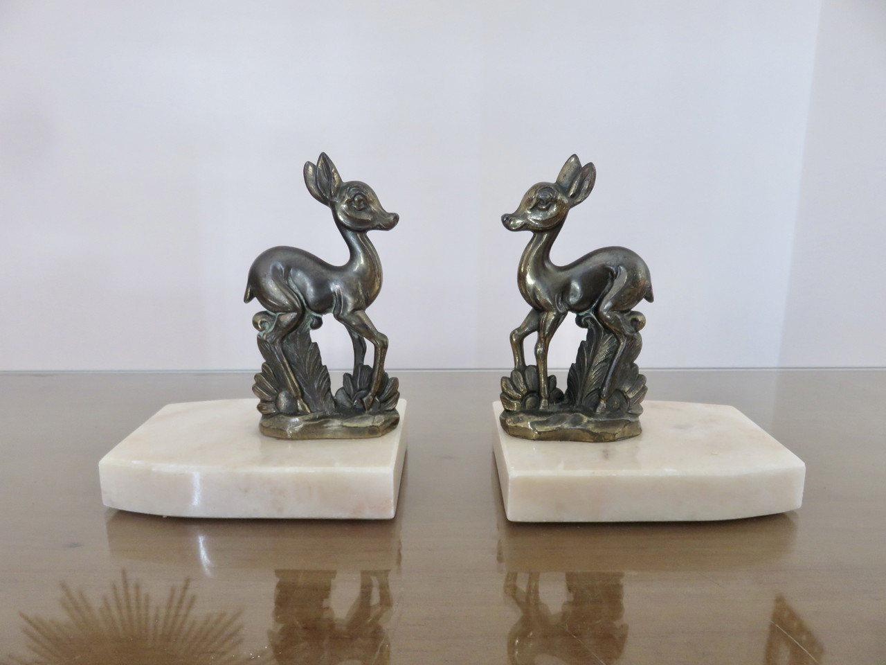 Antique Pair Of Bookends "Fawn" Marble Base, Art Deco, 30's 40's | €80 ...