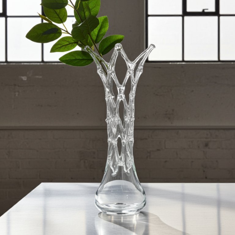 Sculptural Dutz Glass Vase – Mouth-Blown Clear Glass, Dutch Design | € ...