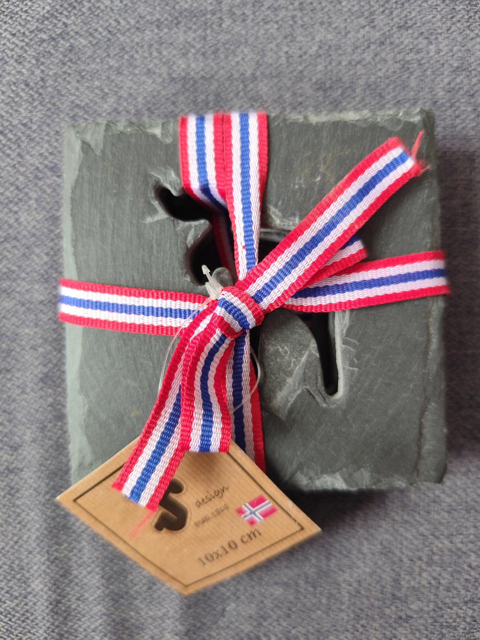 4 slate coasters, Norway, moose design, cutout, new in original ...