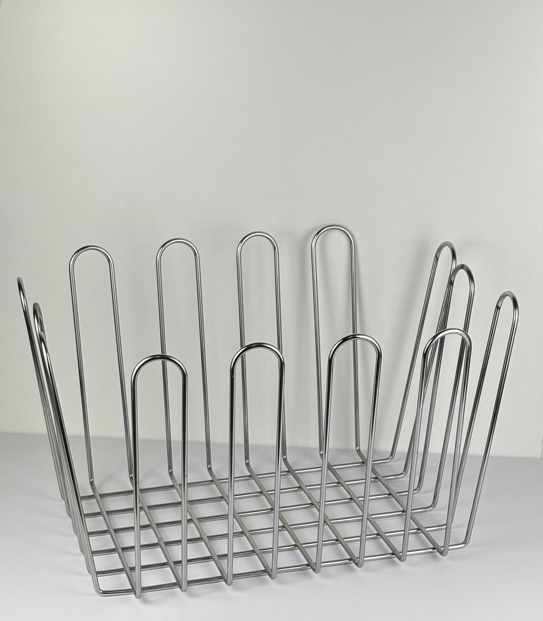 Large Vintage XL Wire Steel Chrome Newspaper Container / Reading Rack ...