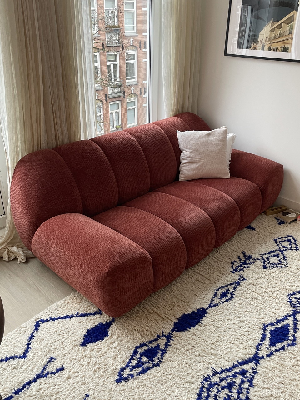 La Redoute Nuria 3-Seater - Red Rib Velvet | €1,200 | Whoppah