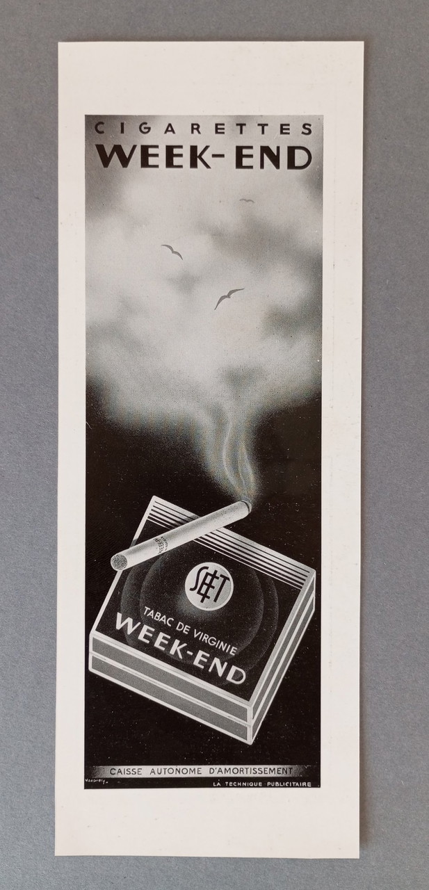 Victor Vasarely Art-Deco 'Week-End' Cigarette Advertising Lithograph ...