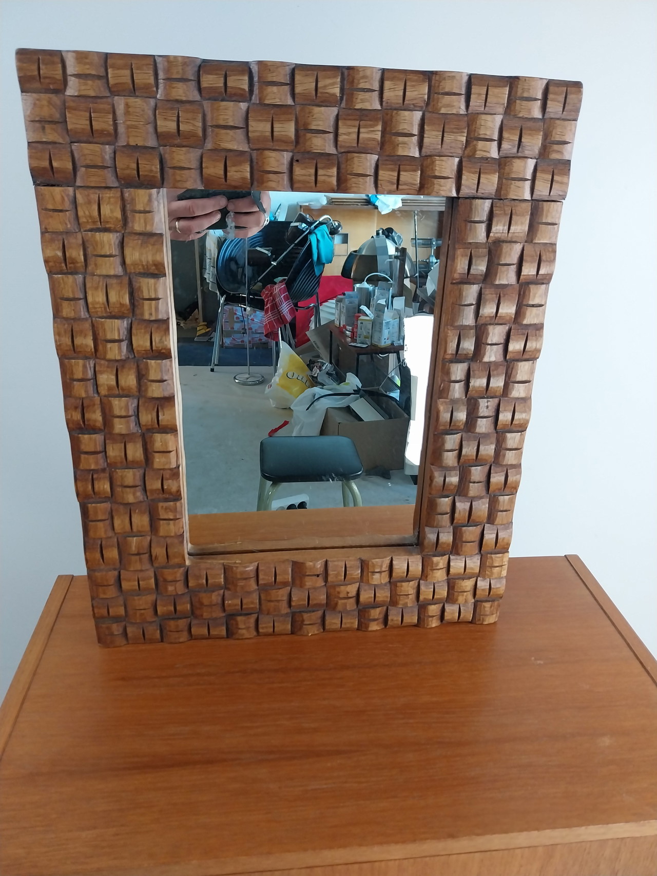 1 x MCM Mirror 40 x 50cm Woodcarving 1960's | €75 | Whoppah