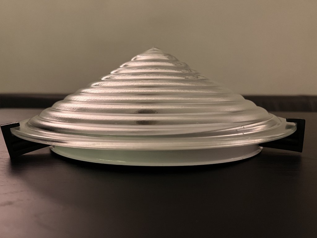 Vintage Massive ceiling lamp – pyramid-shaped ribbed glass – 1990s | € ...