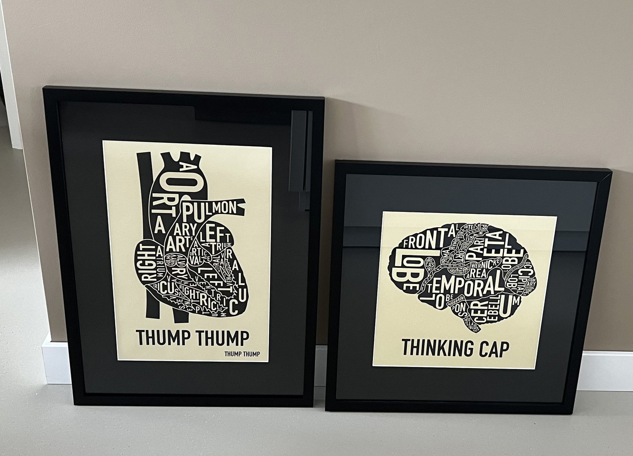 Typographic anatomical prints - Thinking cap & Thump thump | €125 | Whoppah
