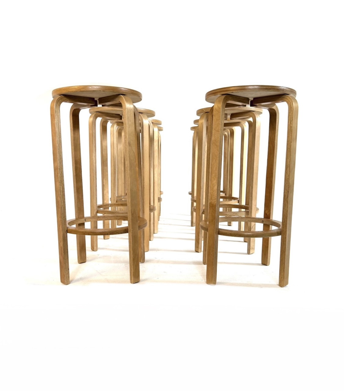 8x vintage plywood bar stool, Alvar Aalto '80s style | €1,295 | Whoppah