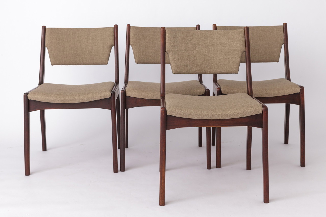 Set of 4 Vintage Teak Chairs | 1960s-70s Mid-Century Modern Seating | Wide Backrest ...
