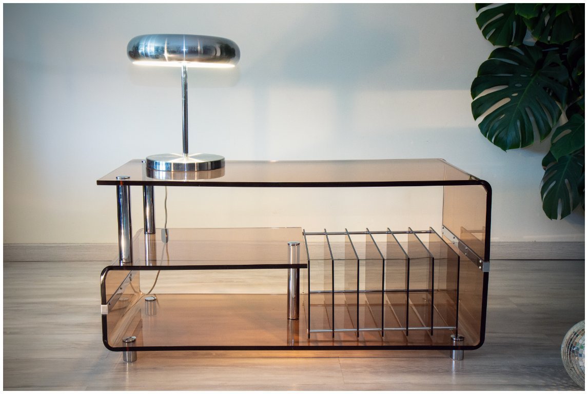 Console / Salontafel / Hi-Fi TV-meubel, plexiglas, Michel Dumas voor ...