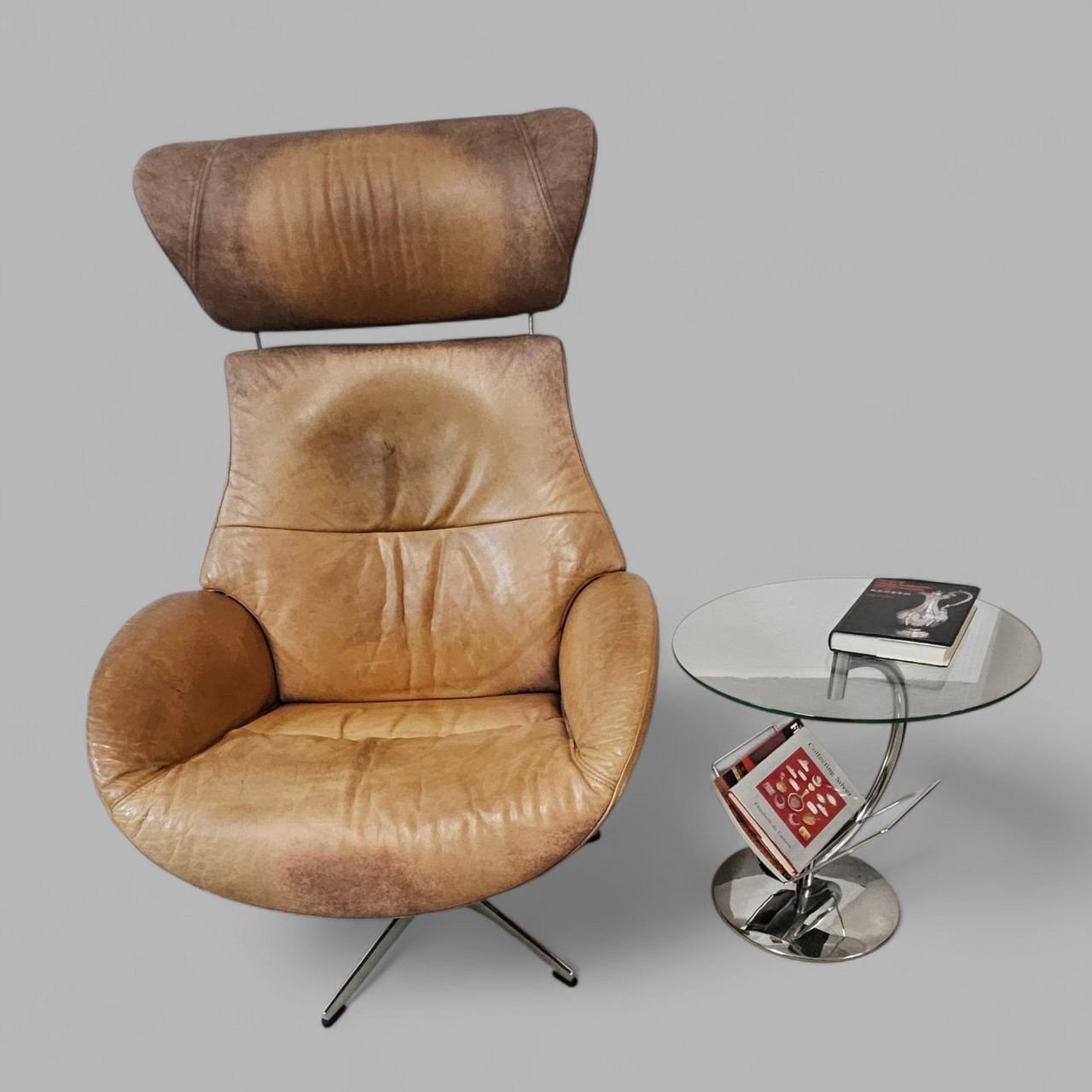 Designer Conform Globe leren fauteuil cognac aluminium | €698 | Whoppah