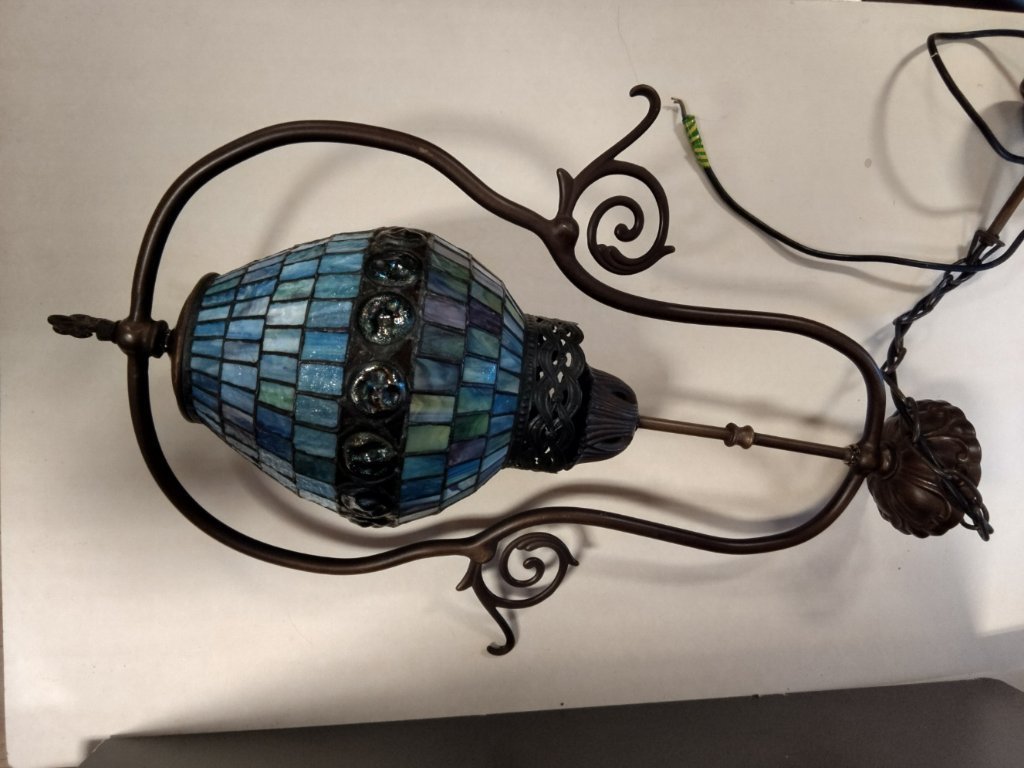 Very beautiful pendant lamp Meyda Tiffany blue glass windows | €1,249 ...