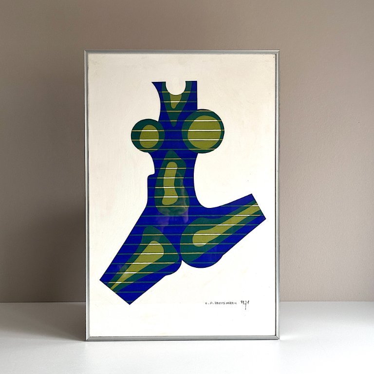 Vintage Gemälde . Egon Peter Moosmann . weiblicher Torso . Op Art ...