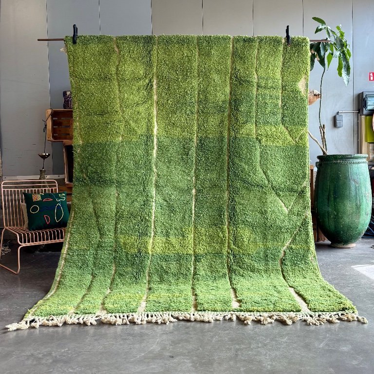 Modern Green Moroccan Wool Rug 200x300 cm – Abstract Handwoven Berber ...