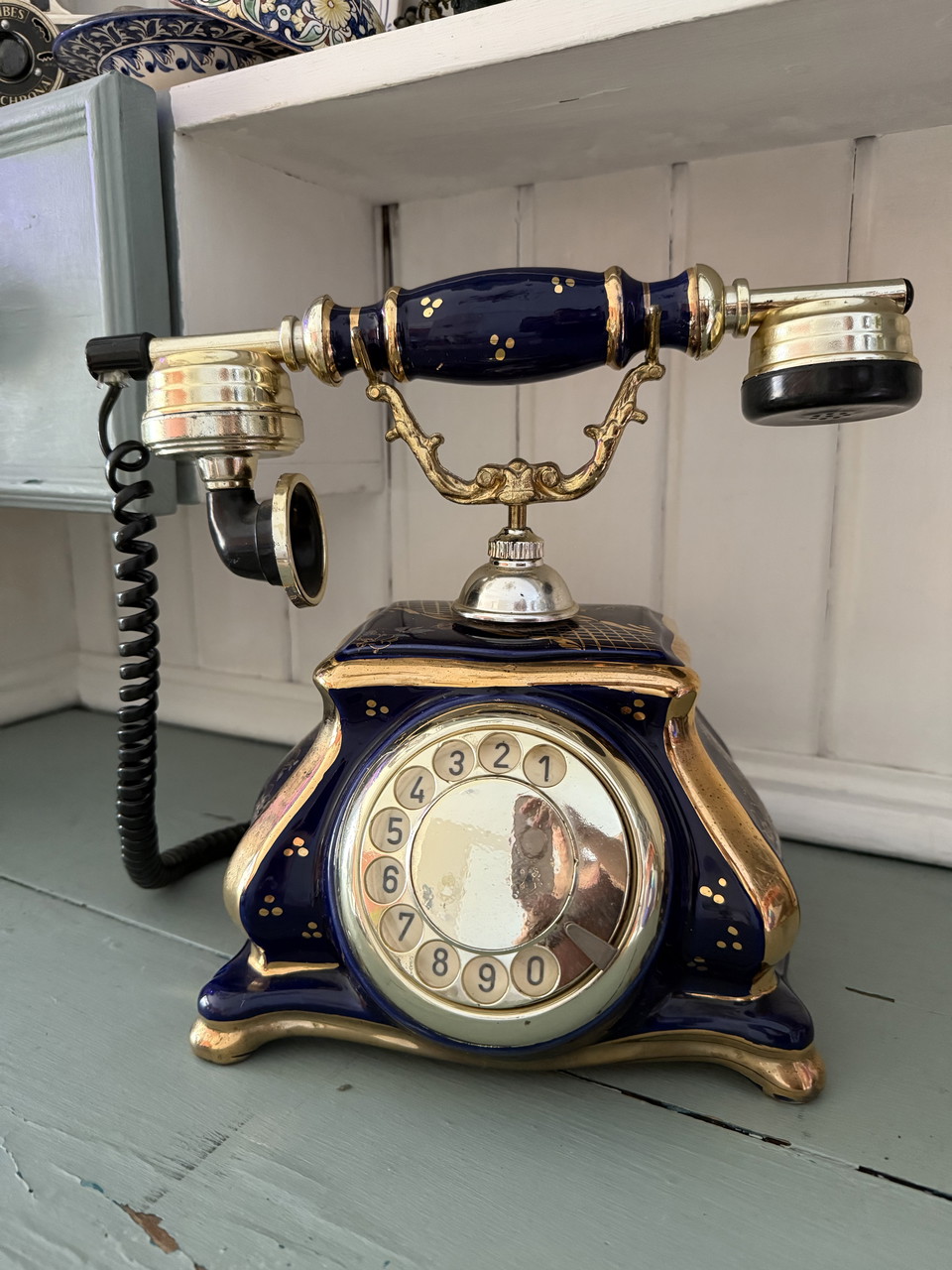 Antique Turkish Porcelain Telephone - Deep Blue with Gold Flair | €150 ...
