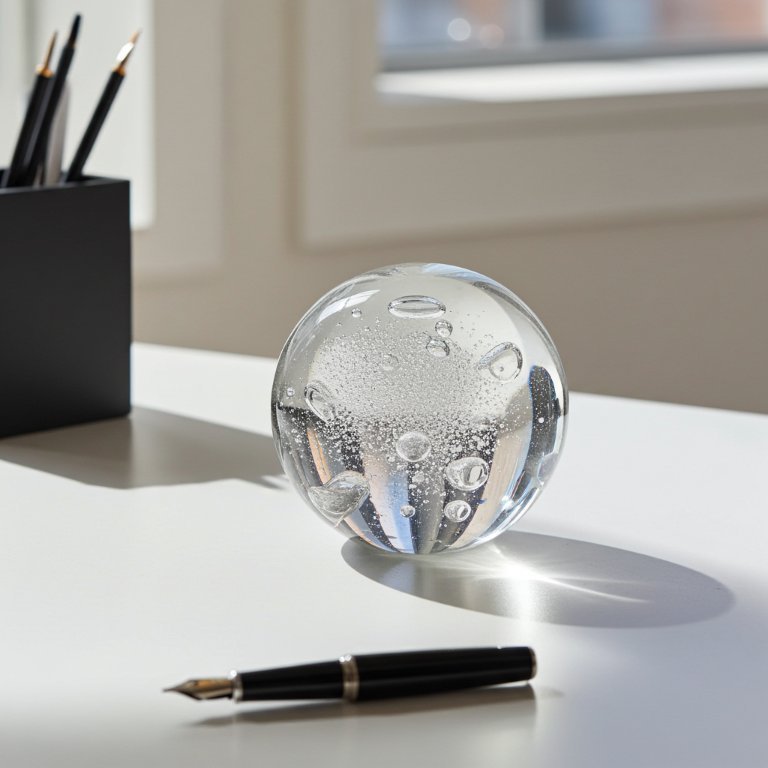 Vintage Clear Glass Heavy Bubble Paperweight | €29 | Whoppah