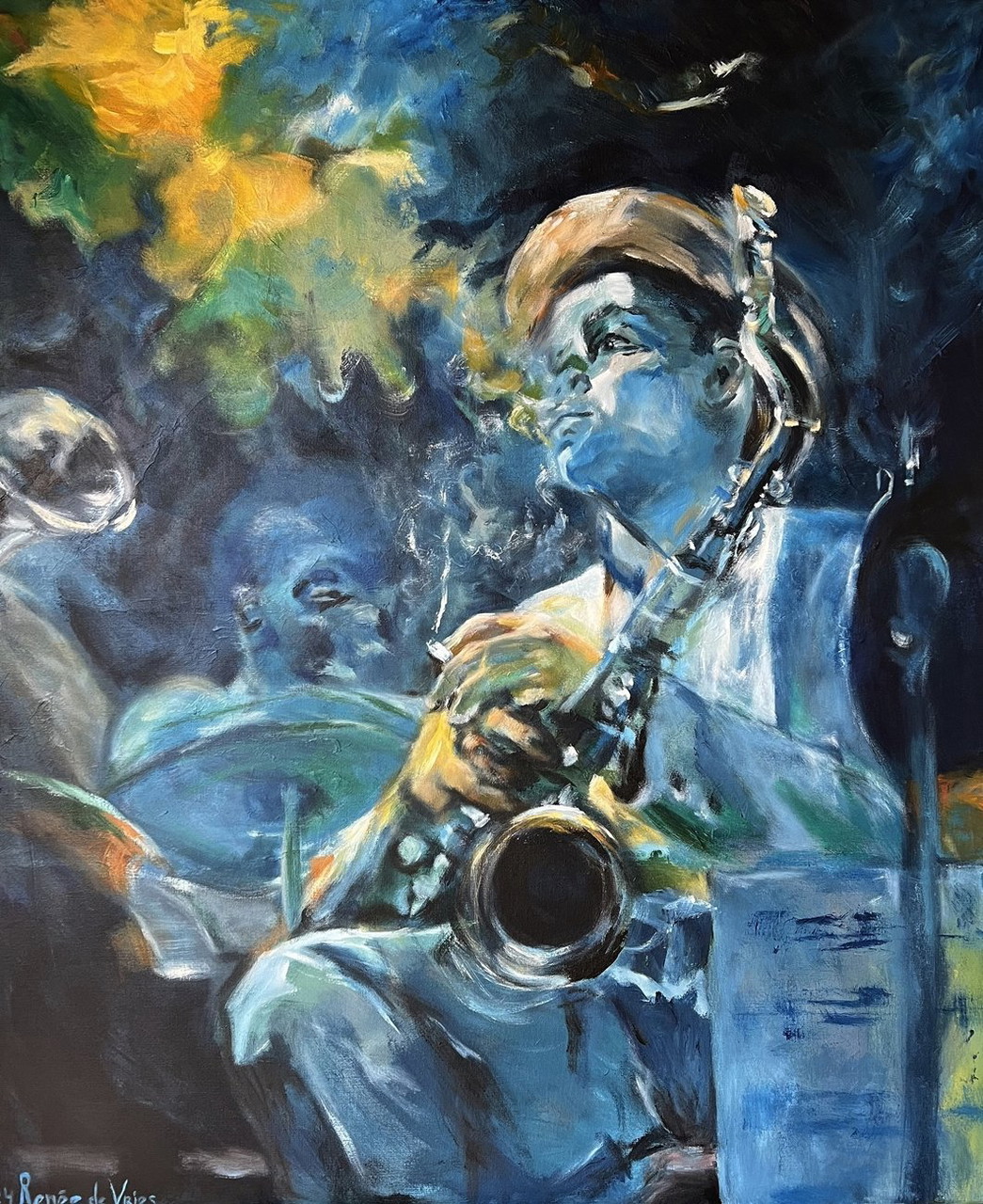 Schilderij 'Dexter Gordon' / Acryl op Linnen / Afm. 1.00 - 1.20 m ...