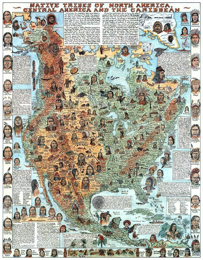 Map of the Native American Tribes of North America, Central America and ...