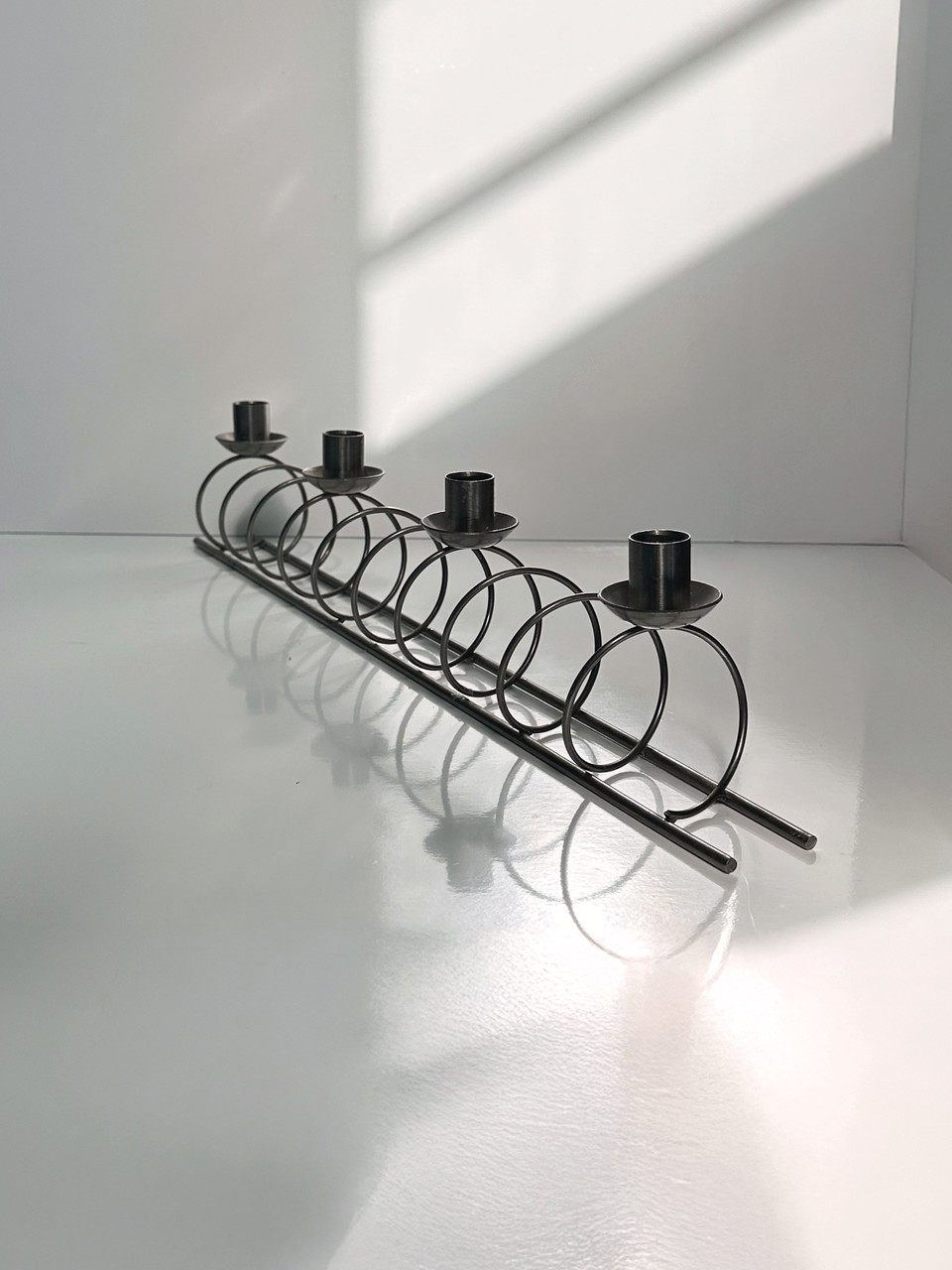 Large metal candle holder black spiral vintage 80s 90s Memphis Milano ...
