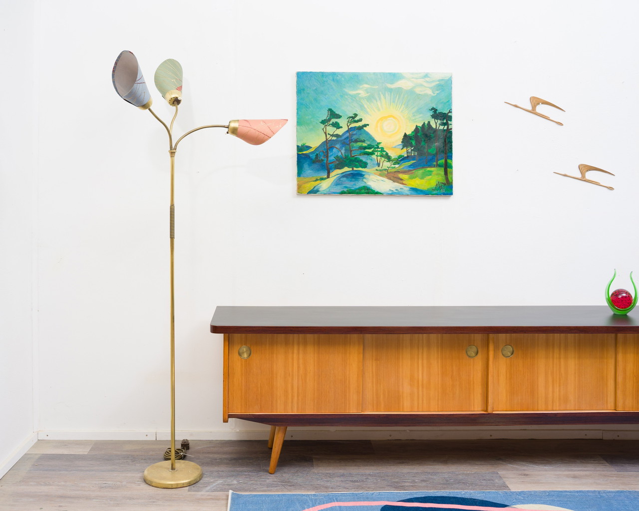 50s floor lamp/lamp. Bag lamp brass, base. 3 flames | €480 | Whoppah