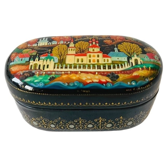 Antique Russian hand-painted lacquer box pill box Palekh | €110.20 ...