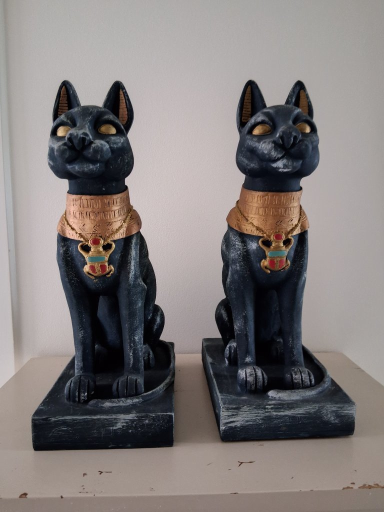 A Set of Egyptian Cat Statues (Plastic) Representing the Goddess Bastet ...