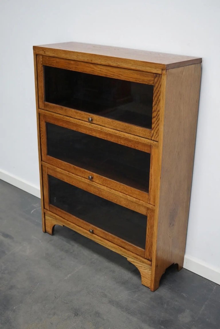 German oak bookcase with sliding doors in the style of Globe Wernicke ...