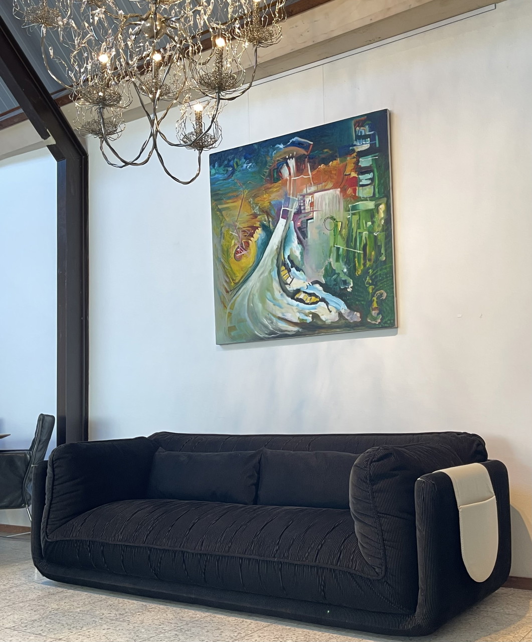 Nouveau Leolux Lunetta 3-Seater Sofa Black Rib Fabric | €4,995 | Whoppah