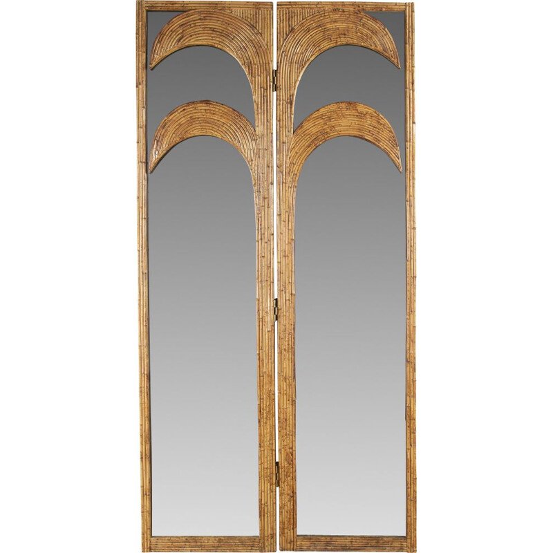 Italian mid-century mirrored bi-fold screen by Maurizio Mariani and ...